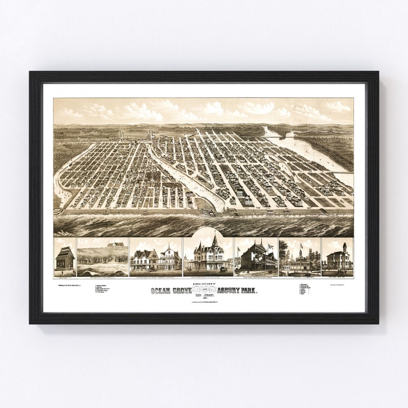 Ocean Grove Map 1881 Old Map of Ocean Grove New Jersey Art - Etsy India
