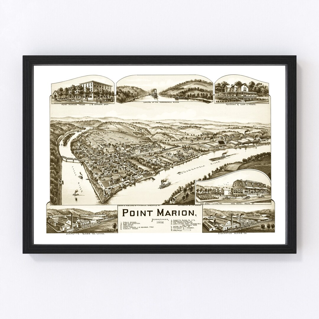 Point Marion Map 1902 Old Map of Point Marion Pennsylvania Art Vintage ...