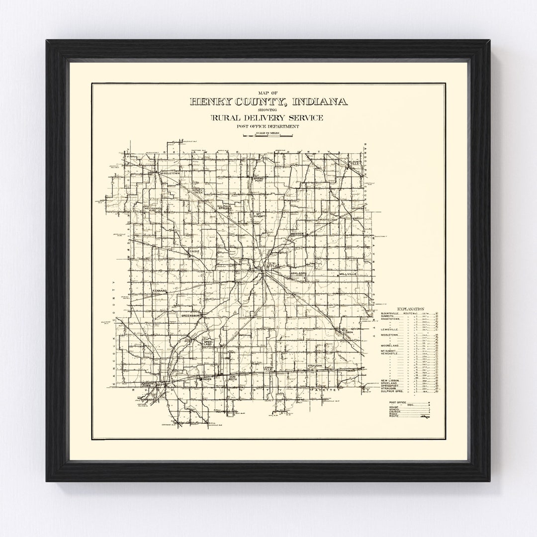 Henry County Map 1911, Vintage Henry County Map, Old Henry County ...