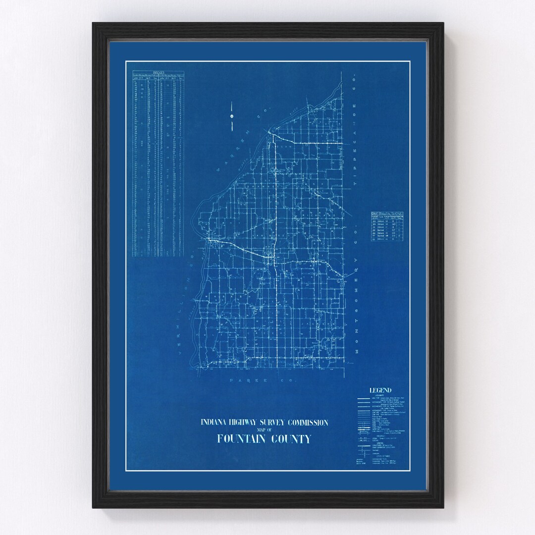 Fountain County Map 1936, Vintage Fountain County Map, Old Fountain ...