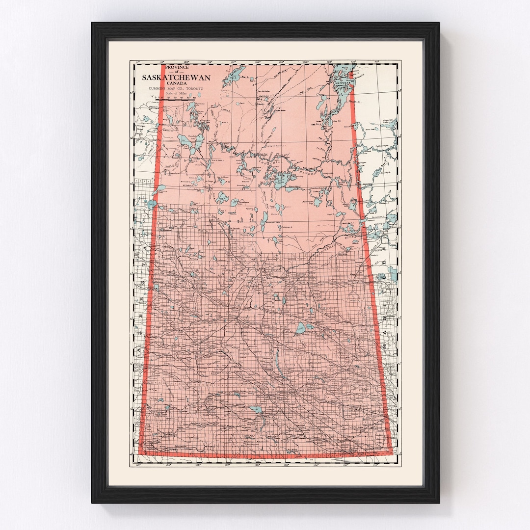 Saskatchewan Canada Map 1925 Old Map of Saskatchewan Canada Canada Art ...