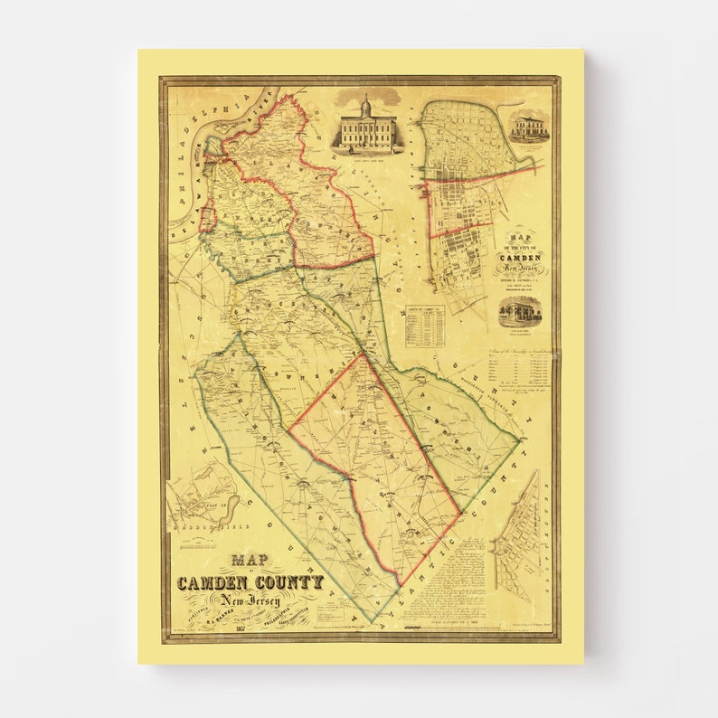 Camden County New Jersey Map 1857 Old Map of Camden County - Etsy
