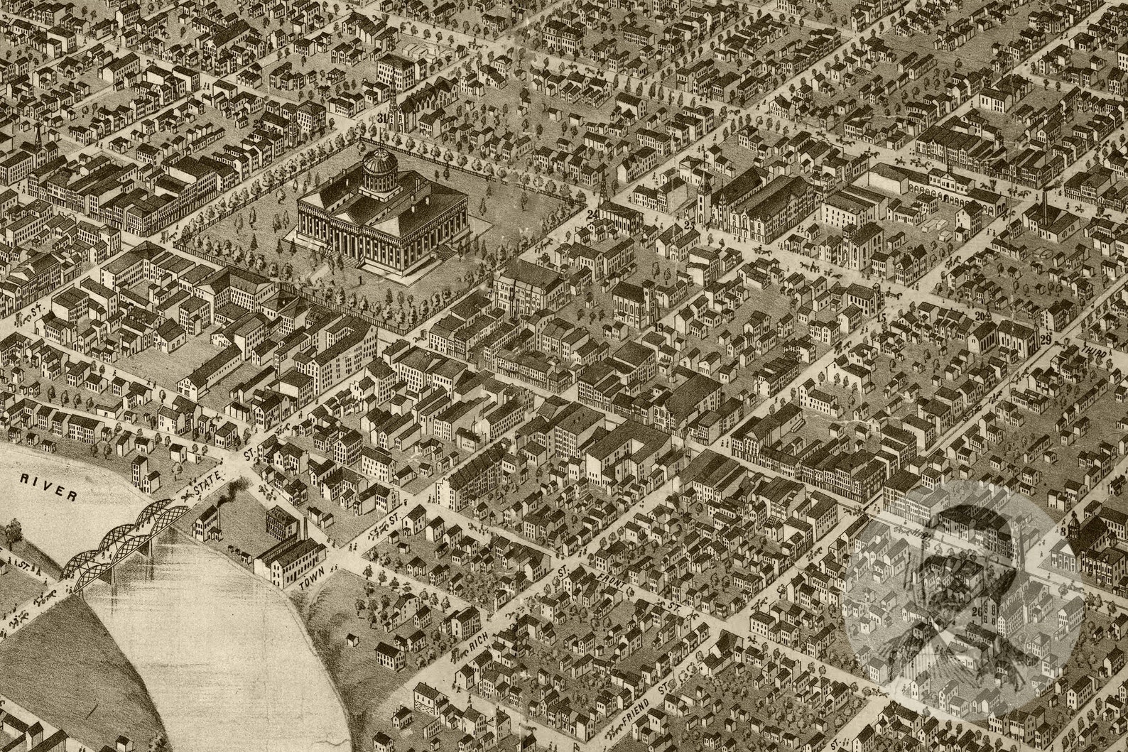 Vintage Columbus Map 1872 Old Map of Columbus Ohio | Etsy