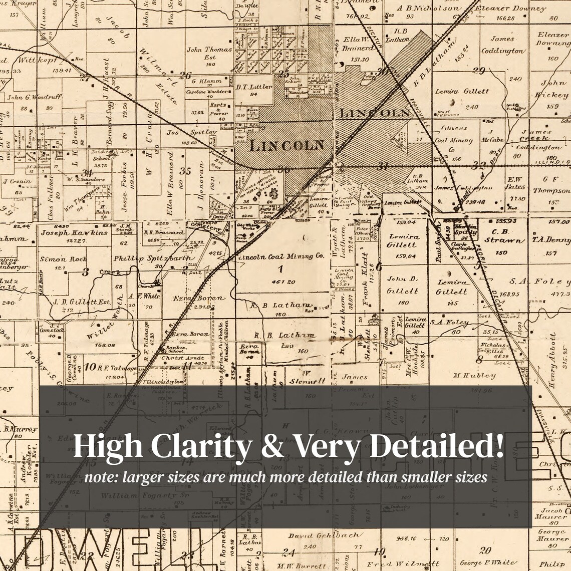Logan County Illinois Map 1893 Old Map of Logan County - Etsy