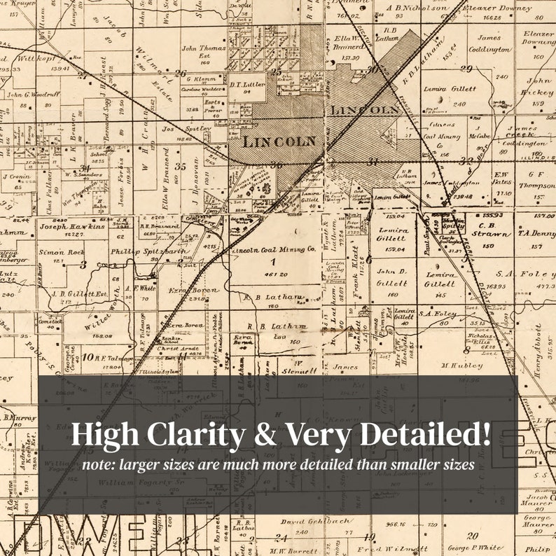 Logan County Illinois Map 1893 Old Map of Logan County - Etsy