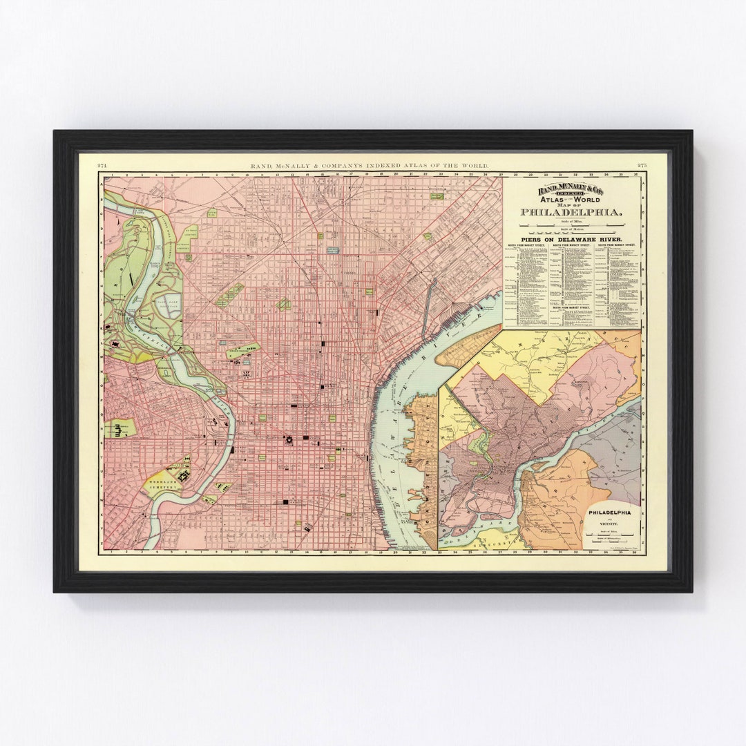 Philadelphia Map 1897, Vintage Philadelphia Map, Old Philadelphia ...