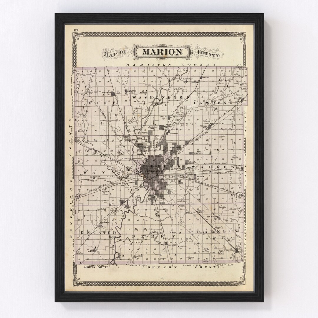 Marion County Map 1876, Vintage Marion County Map, Old Marion County ...