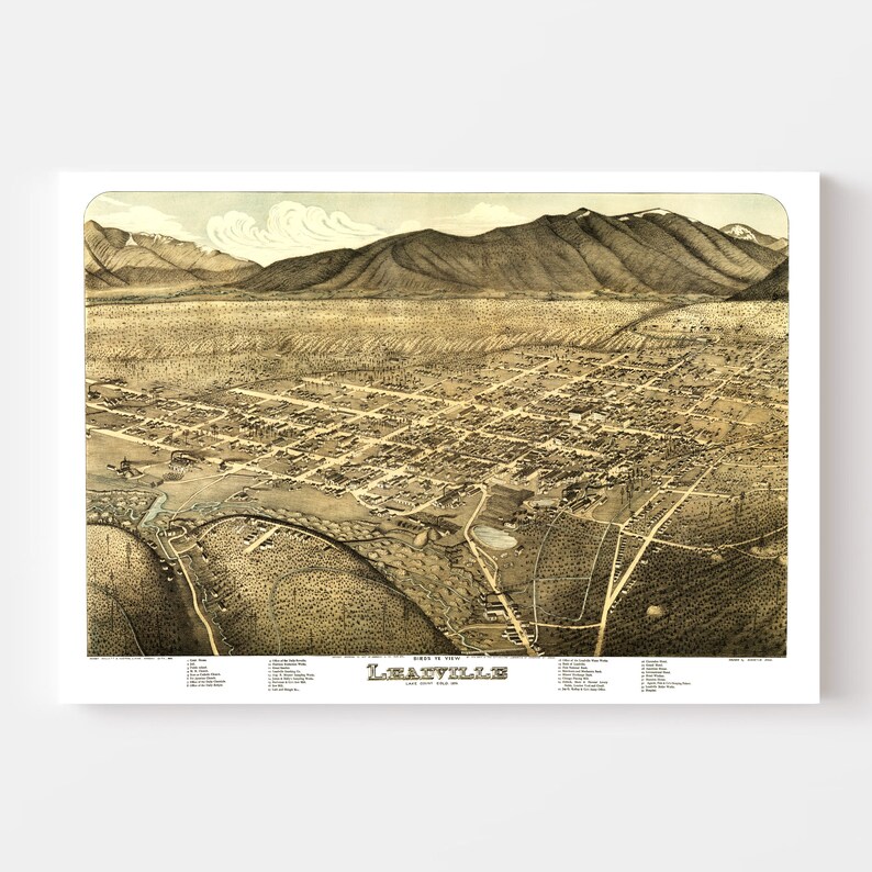 Leadville Map 1879 - Old Map of Leadville Colorado Art Vintage Print ...
