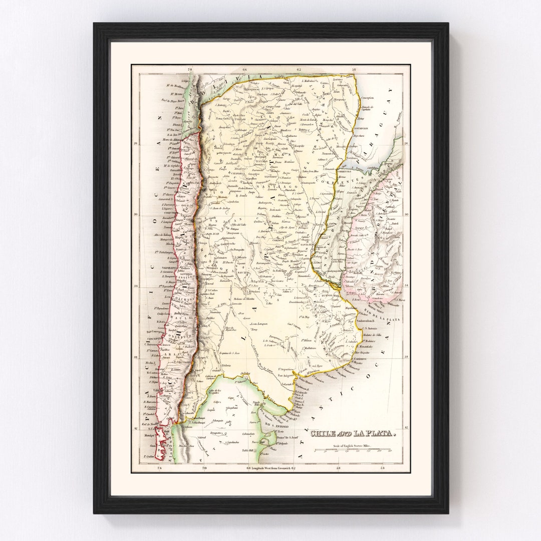Argentina, Chile, La Plata Map 1832, Vintage Argentina, Chile, La Plata ...