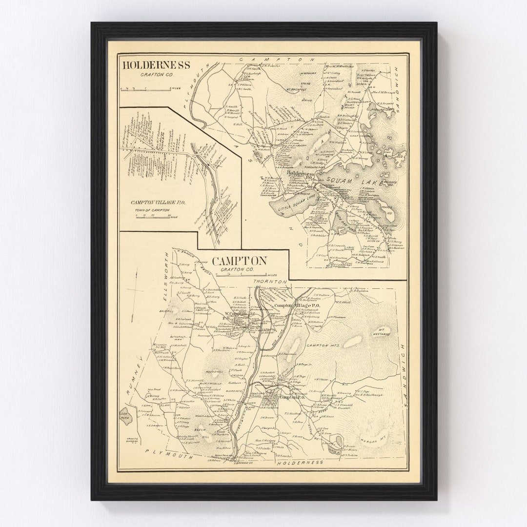Campton Map 1892, Vintage Campton Map, Old Campton New Hampshire Art ...
