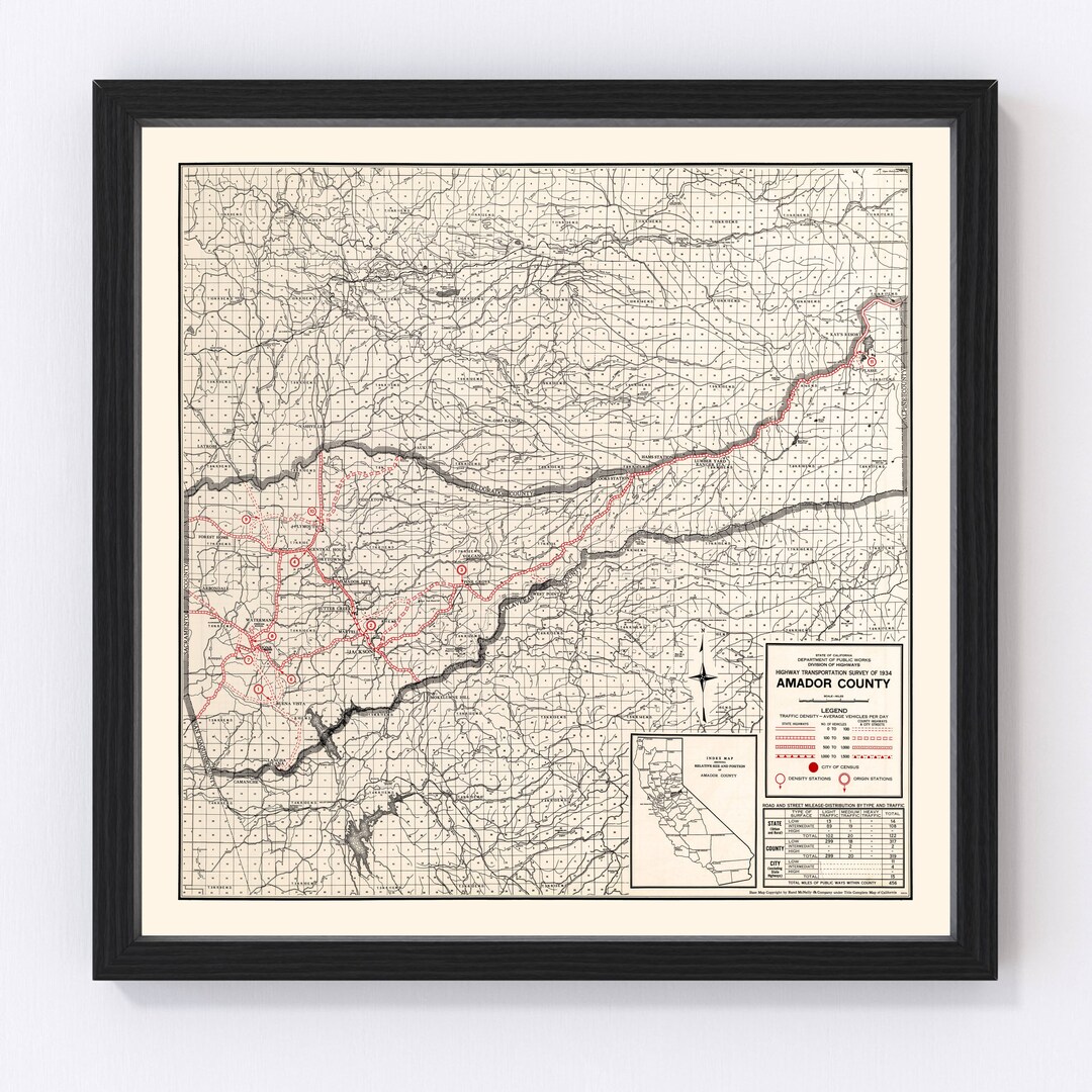 Alpine County Map 1935, Vintage Alpine County Map, Old Alpine County ...