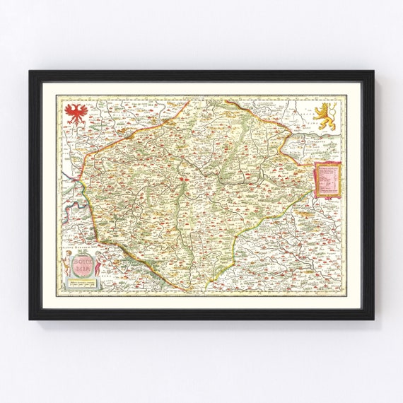 Bohemia czech Republic Map Art Vintage Print From 1665 | Etsy