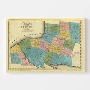 Oswego County NY Map 1829 Old Map of Oswego New York Art Vintage Print ...