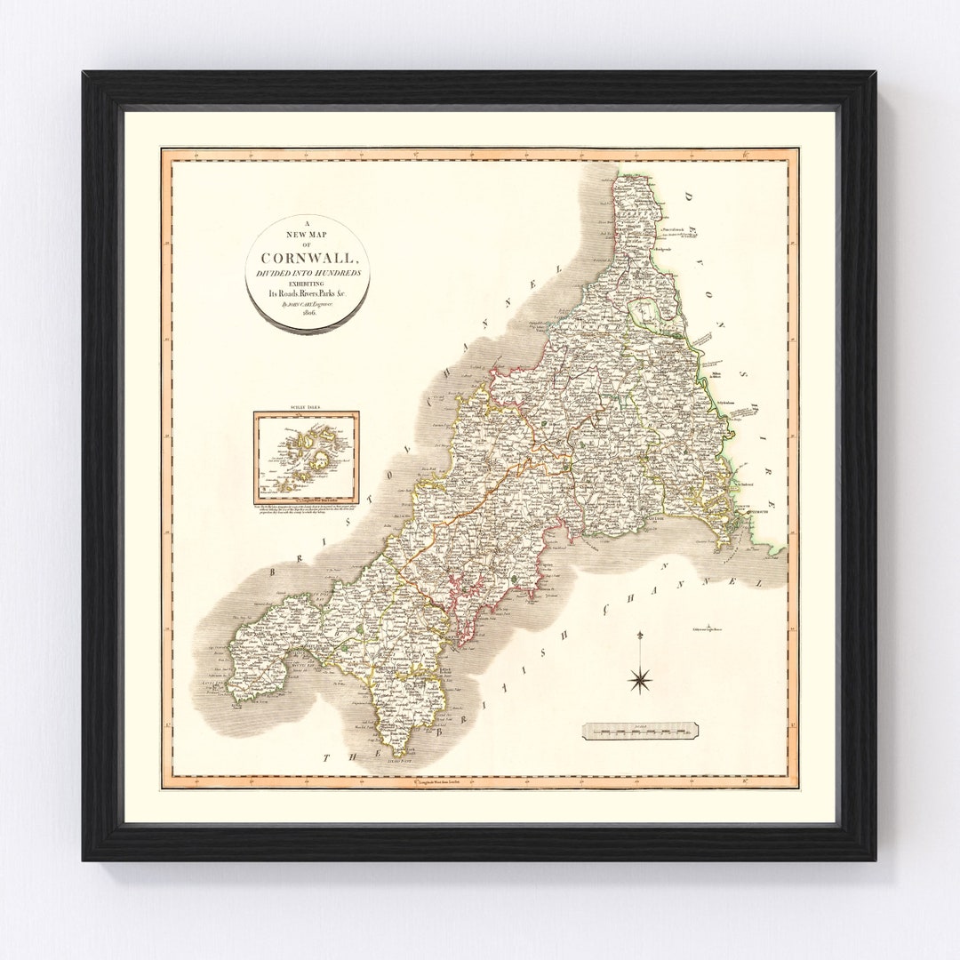 Cornwall County England Map 1806 Old Map of Cornwall County England ...
