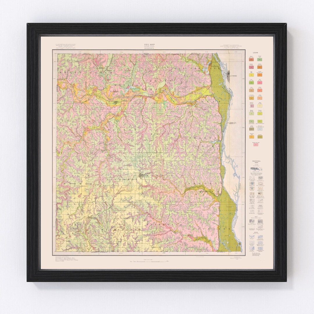 Houston County Map 1929, Vintage Houston County Map, Old Houston County ...