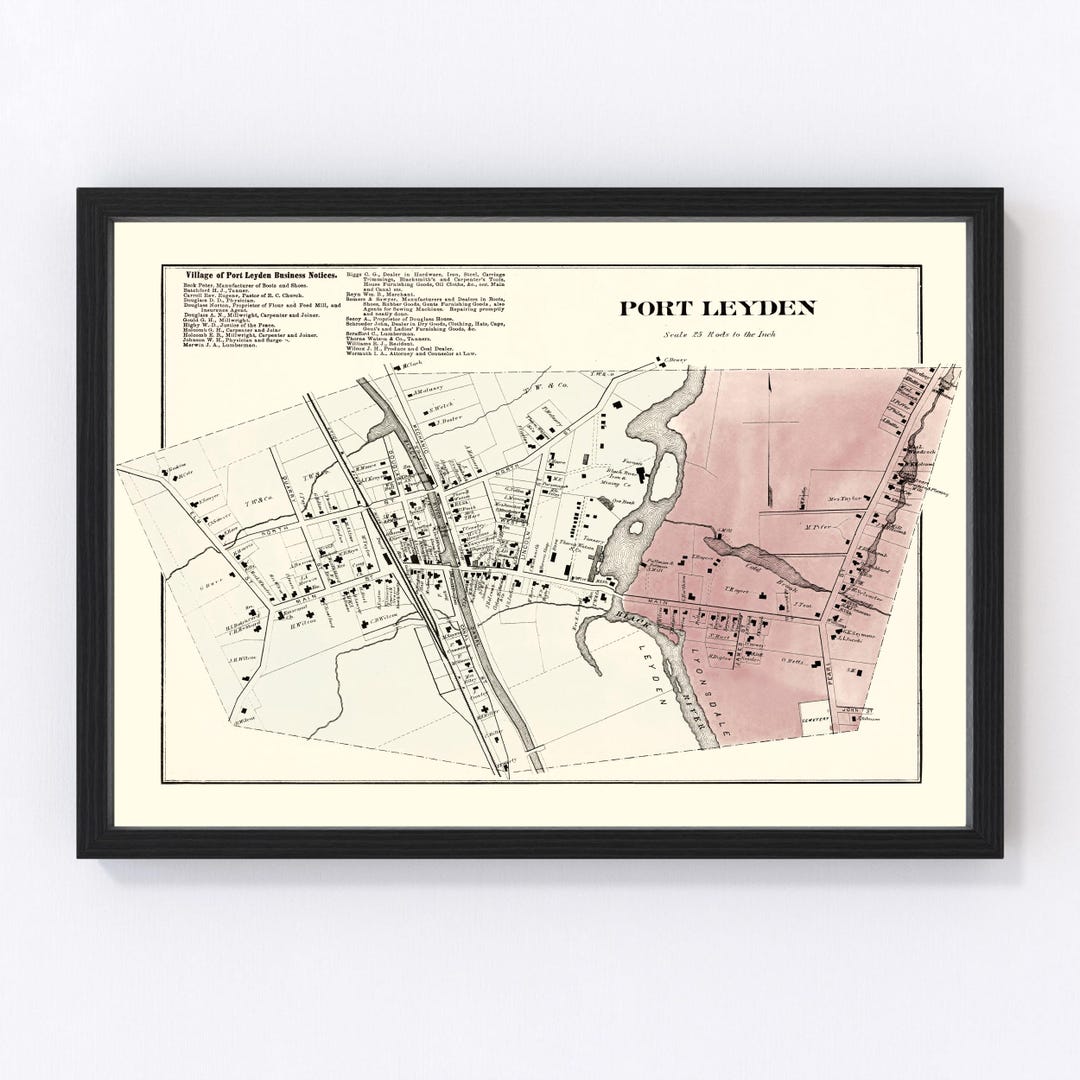 Port Leyden Township Map 1875, Vintage Port Leyden Township Map, Old ...