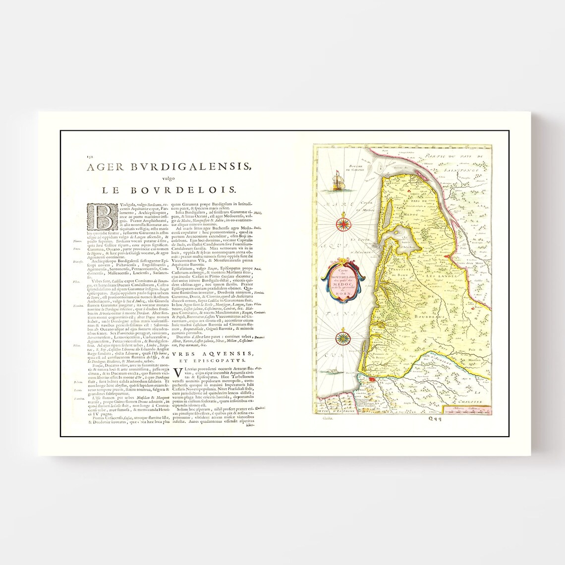 Bordeaux Map 1665 Old Map of Bordeaux France Art Vintage - Etsy