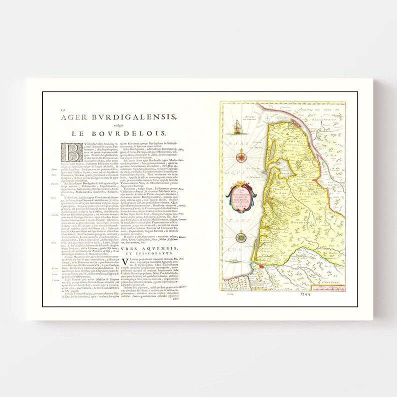 Bordeaux Map 1665 Old Map of Bordeaux France Art Vintage - Etsy