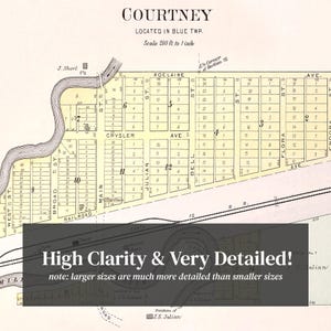 Courtney Map 1904, Vintage Courtney Map, Old Courtney Missouri Art ...