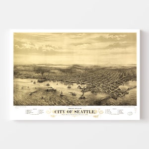 Seattle Map 1878 - Old Map of Seattle Washington Art Vintage Print ...