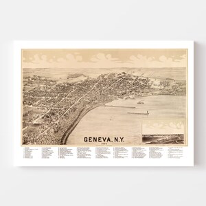 Geneva Map 1893 - Old Map of Geneva New York Art Vintage Print Framed ...