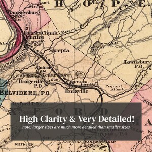 Warren County NJ Map 1872 - Old Map of Belvidere New Jersey Art Vintage ...