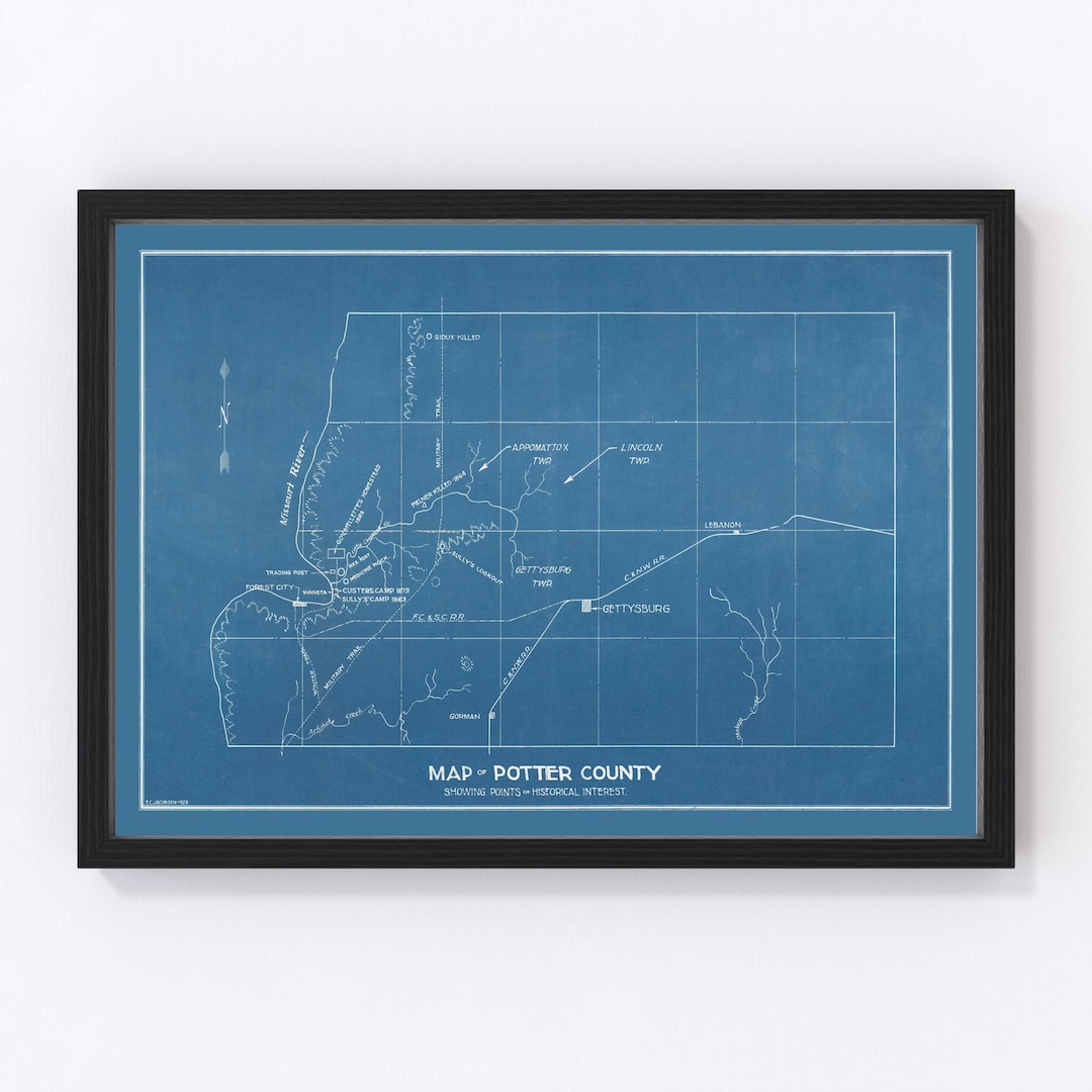 Potter County Map 1894, Vintage Potter County Map, Old Potter County ...