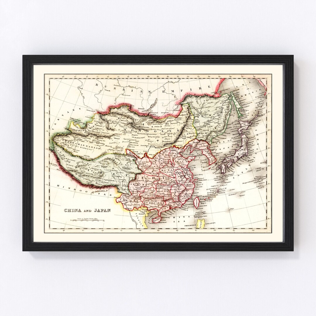 China and Japan Map Art Vintage Print From 1832 Old China - Etsy