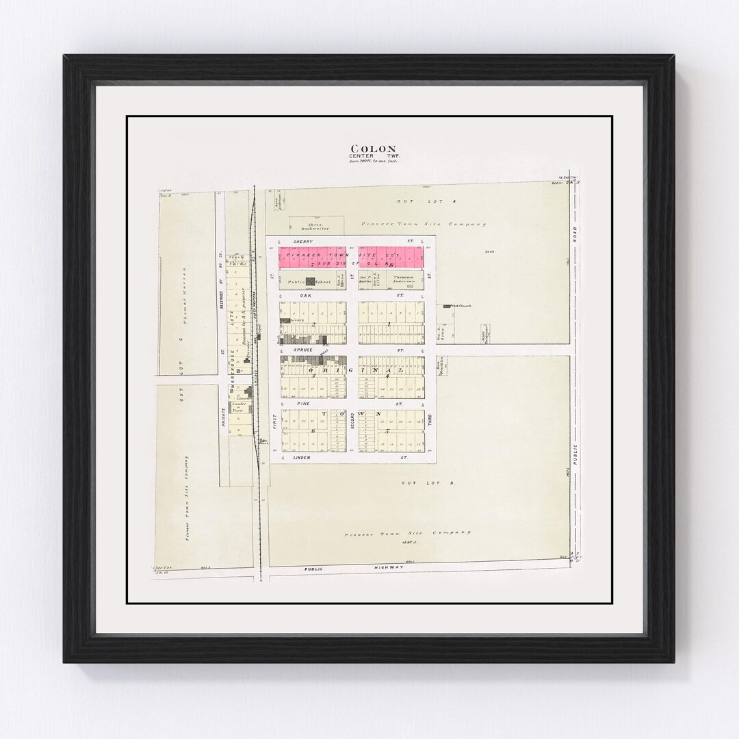 Colon Map 1907, Vintage Colon Map, Old Colon Nebraska Art, Wall Art ...