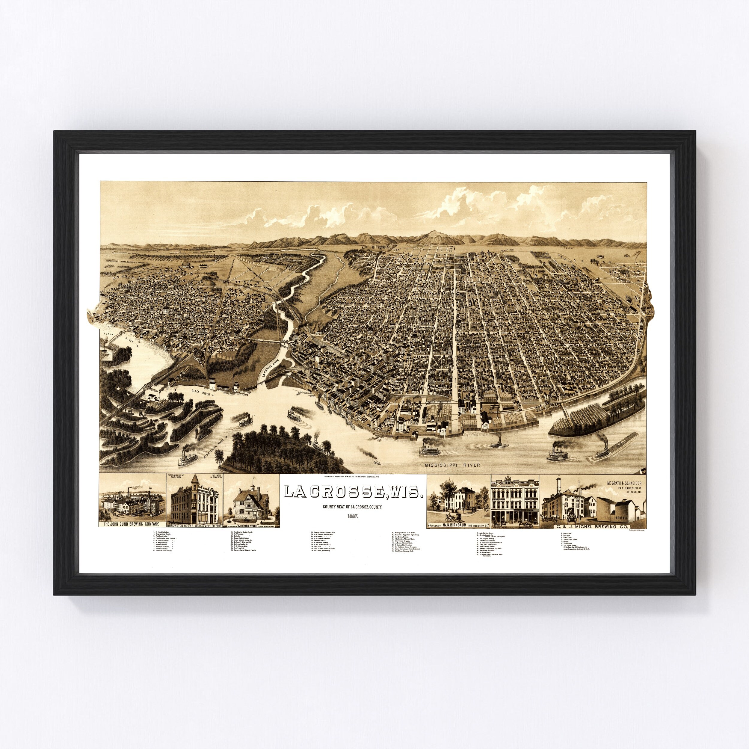 La Crosse Map 1887 Old Map of La Crosse Wisconsin Art - Etsy