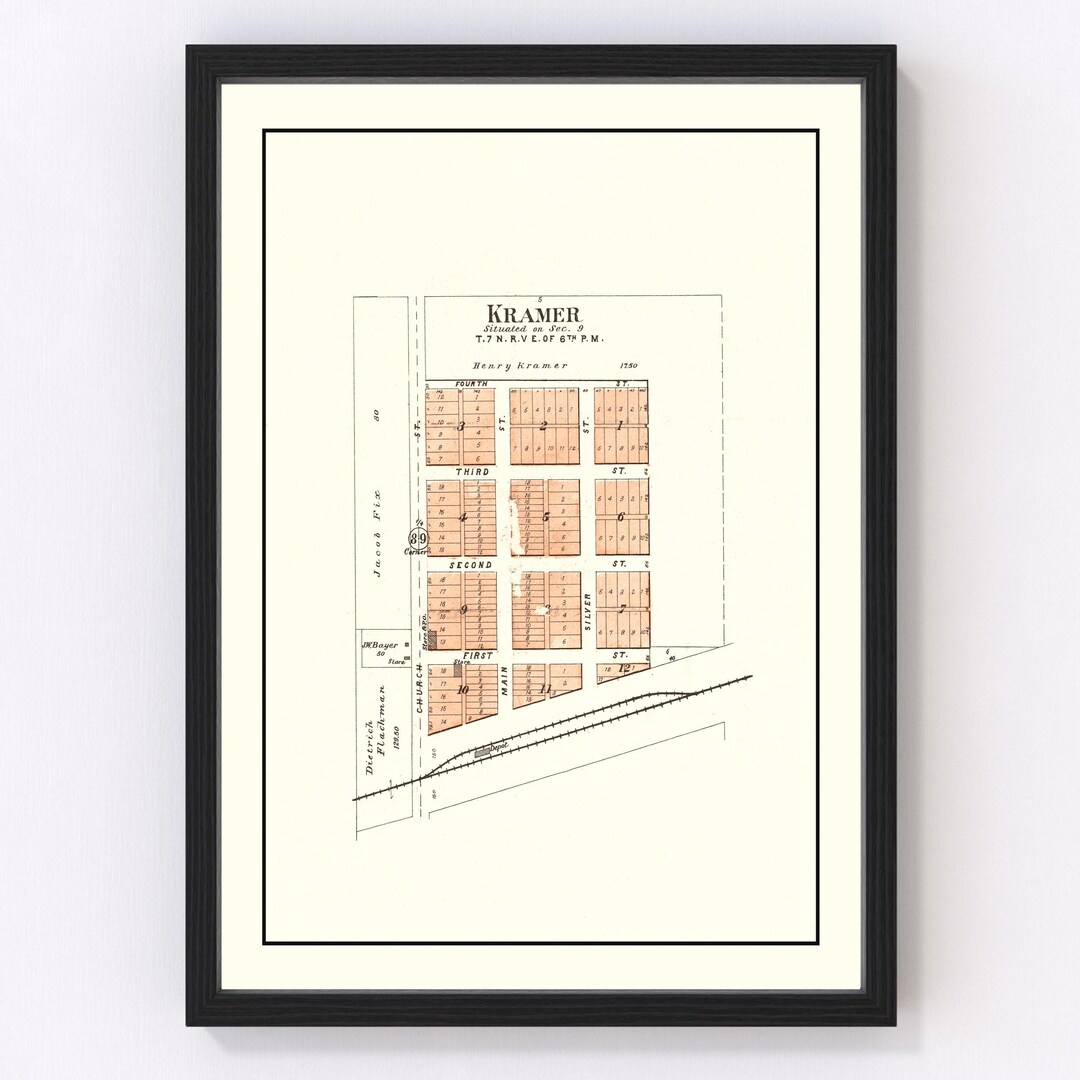 Kramer Map 1903, Vintage Kramer Map, Old Kramer Nebraska Art, Wall Art ...