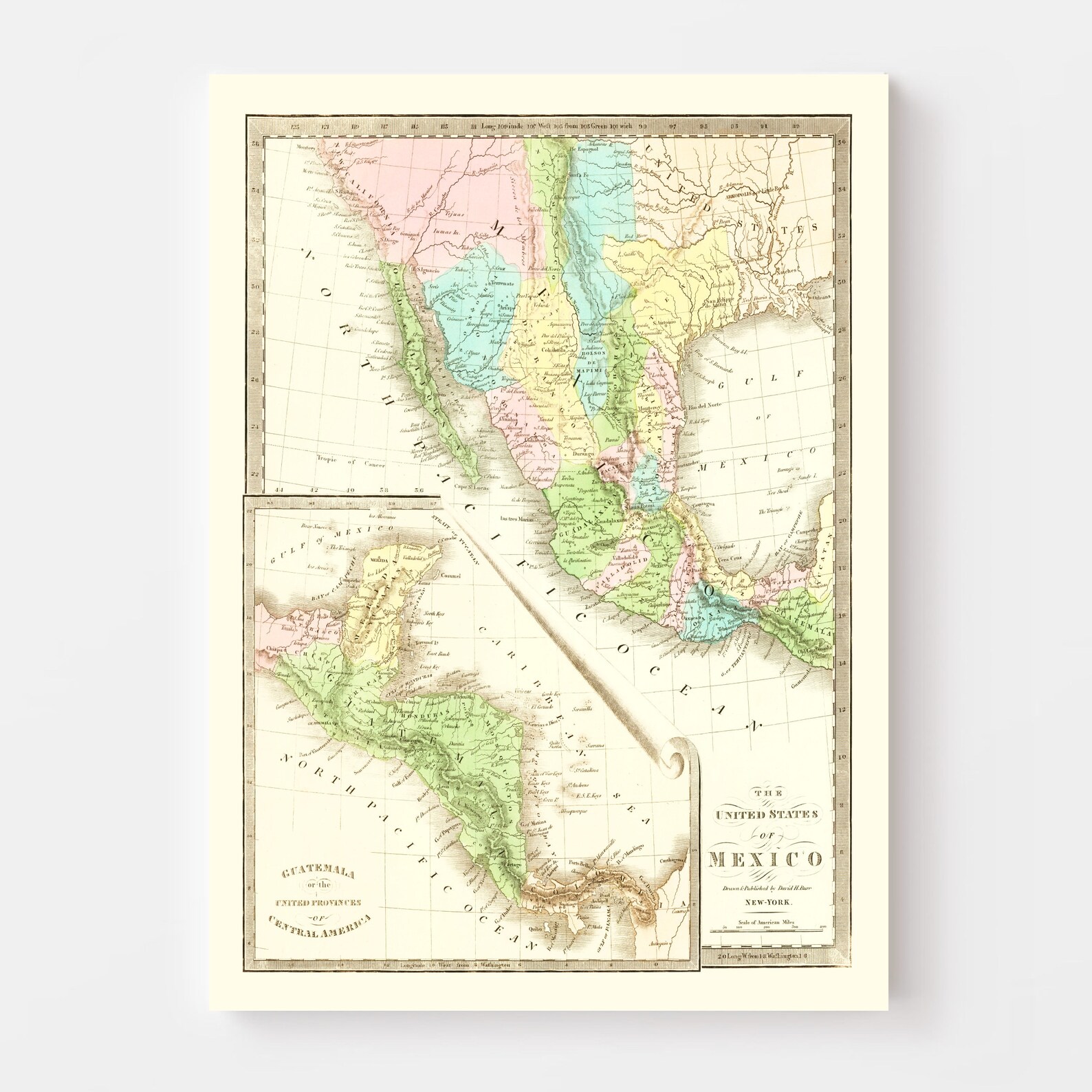 Texas Map 1836 Old Map of Texas Art Vintage Print Framed - Etsy
