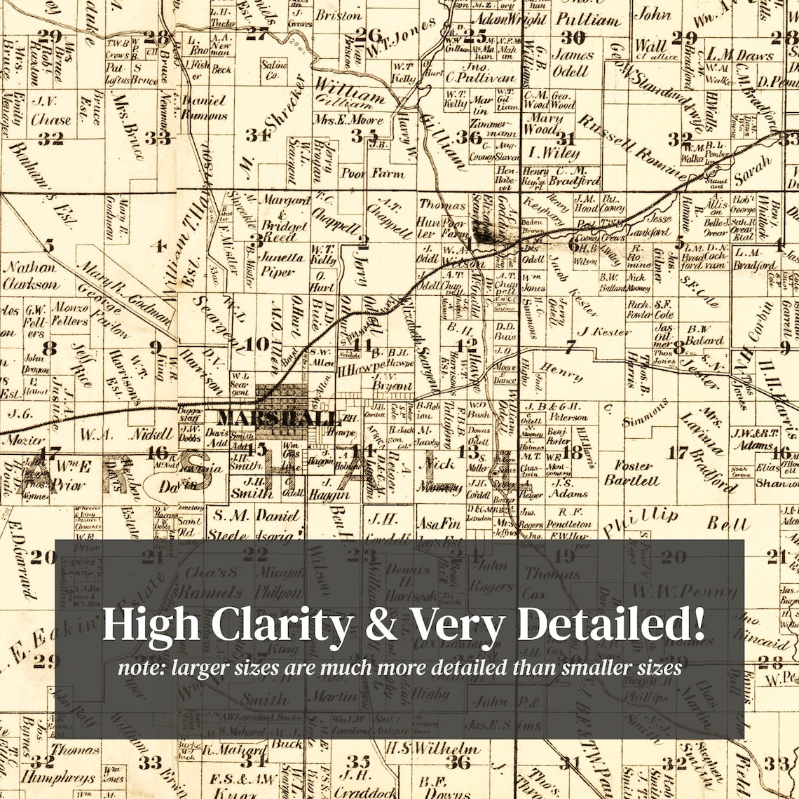 Saline County Missouri Map 1871 Old Map of Saline County - Etsy