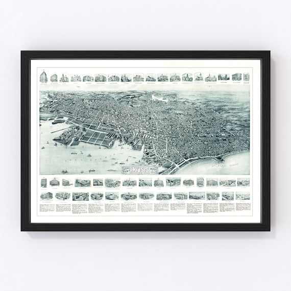Lynn Map 1916 Old Map of Lynn Massachusetts Art Vintage - Etsy