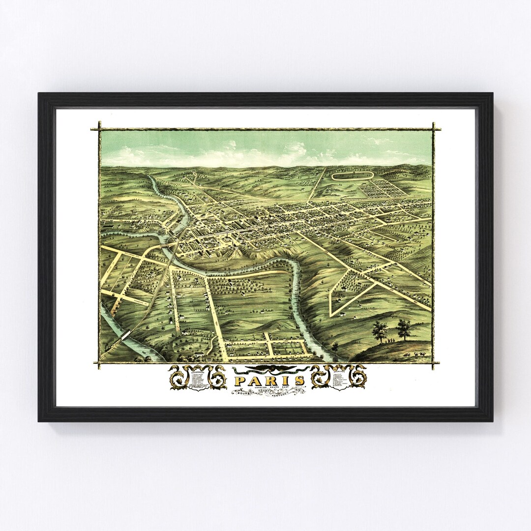 Paris Map 1870, Vintage Paris Map, Old Paris Kentucky Art, Wall Art ...