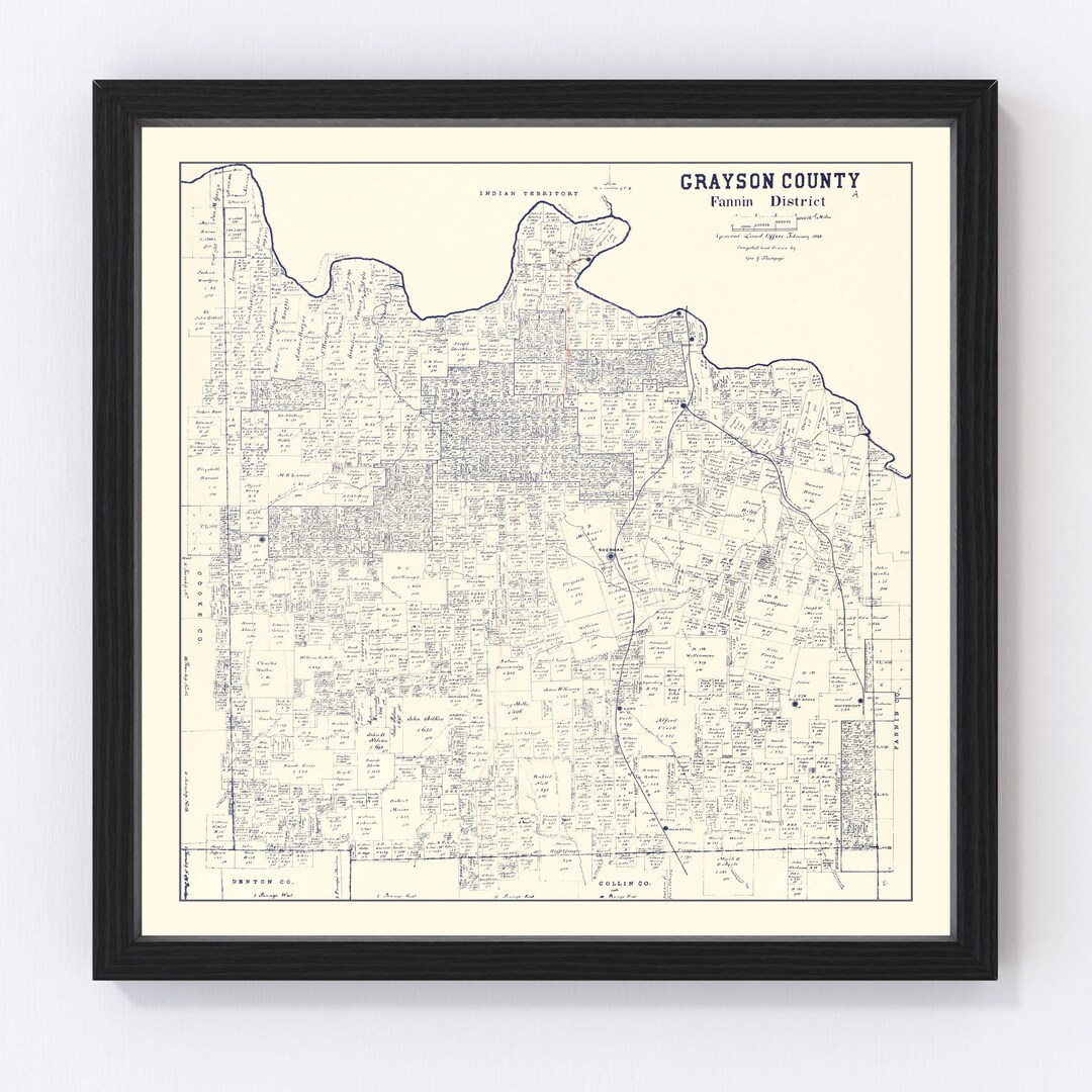 Grayson County Map 1885, Vintage Grayson County Map, Old Grayson County ...