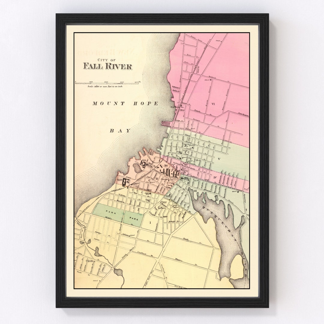 Fall River Map 1871, Vintage Fall River Map, Old Fall River ...