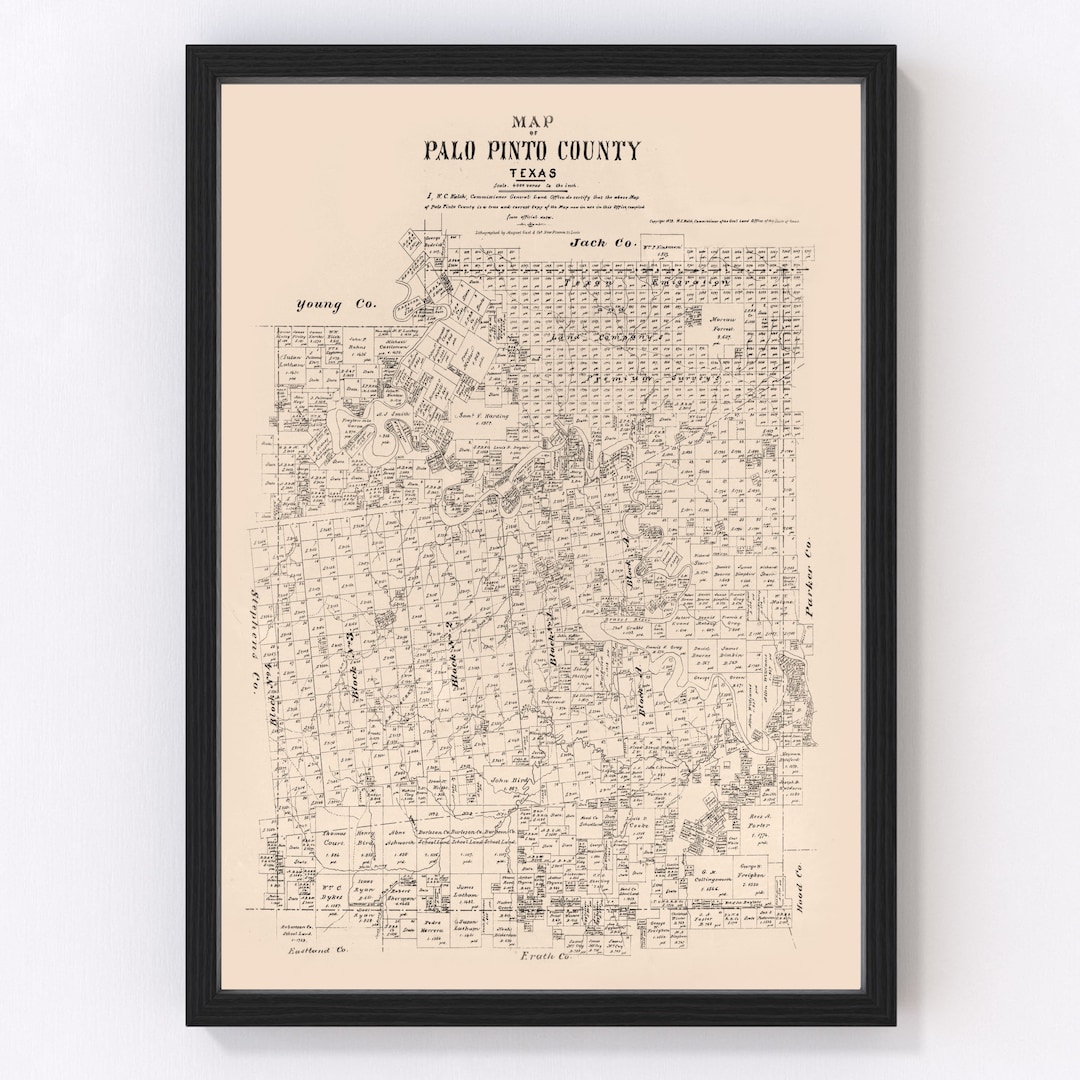Palo Pinto County Texas Map 1879 - Old Map of Palo Pinto County Texas ...