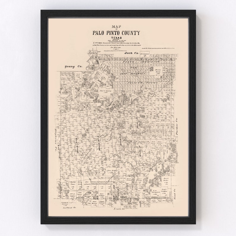 Palo Pinto County Texas Map 1879 Old Map of Palo Pinto - Etsy