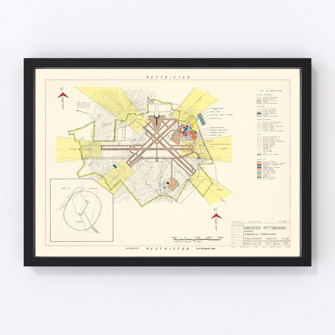 Greater Pittsburgh Airport Map 1951 - Old Map of Greater Pittsburgh ...