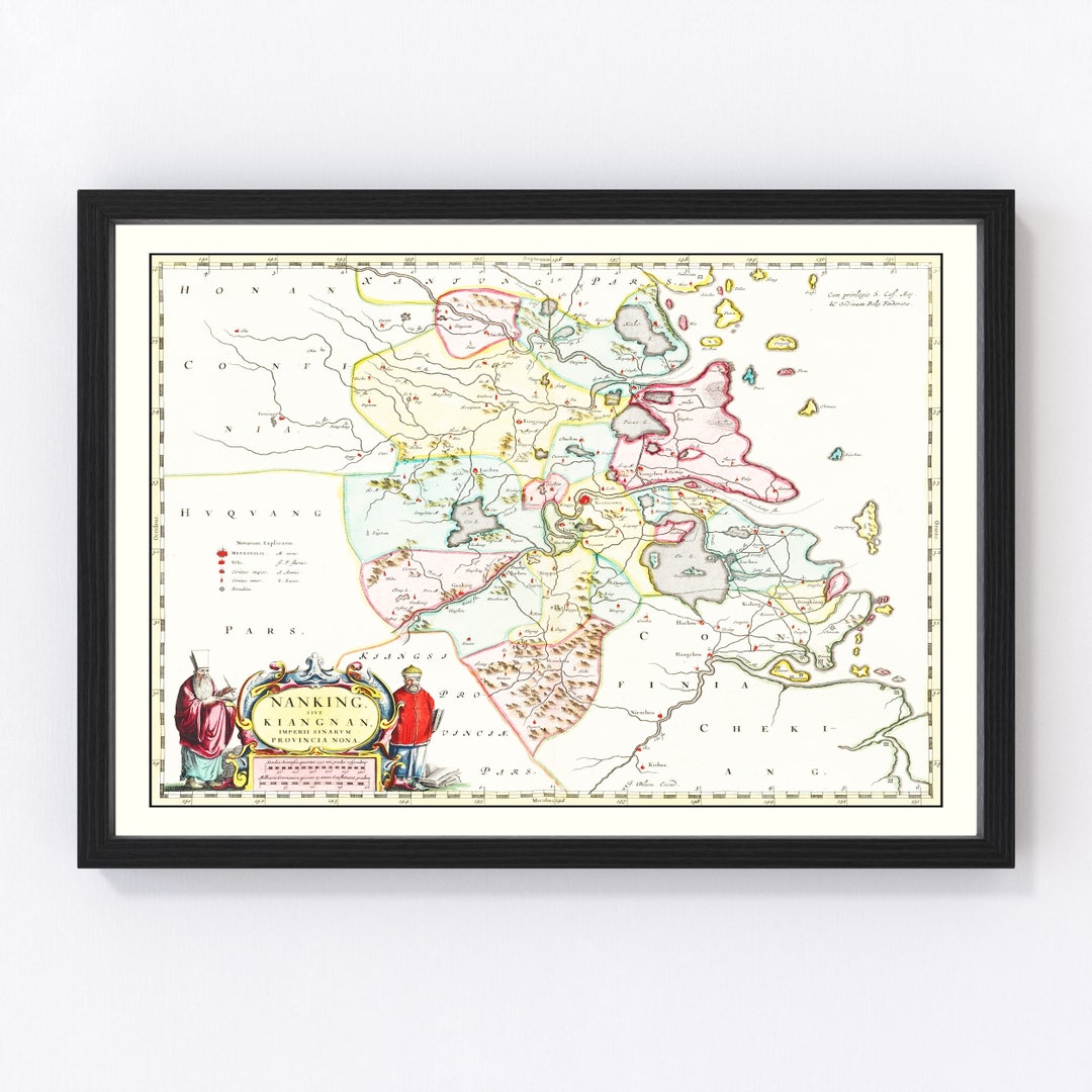 Nanking Map 1665, Vintage Nanking Map, Old Nanking Art, Wall Art Gift ...