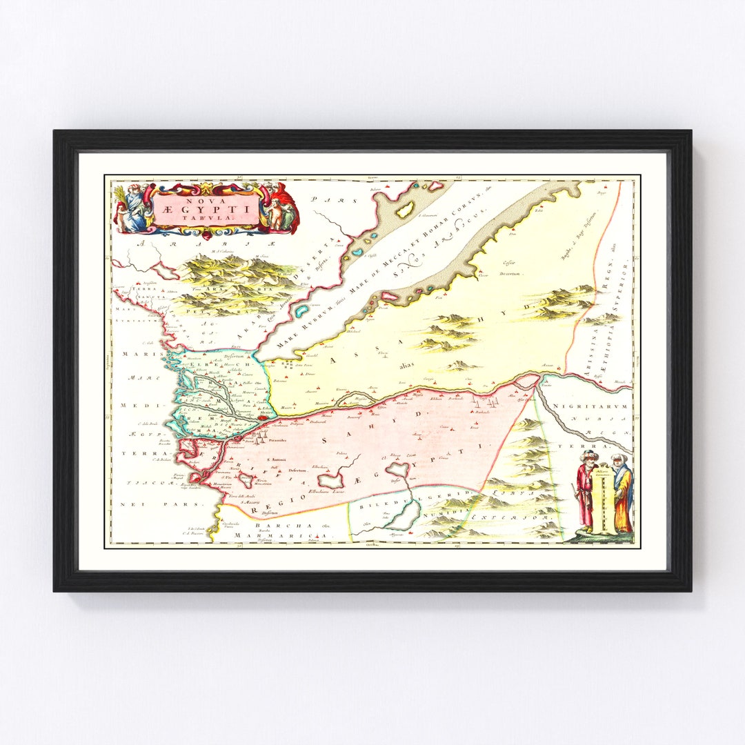 Egypt Map 1665, Vintage Egypt Map, Old Egypt Art, Wall Art Gift for ...