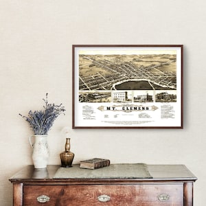 Mt. Clemens Map 1881 - Old Map of Mt. Clemens Michigan Art Vintage ...