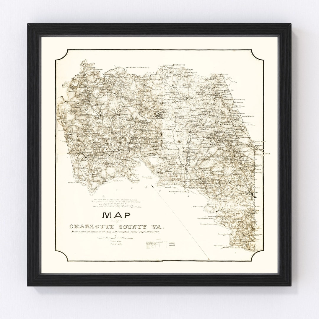 Charlotte County Virginia Map 1864 Old Map of Charlotte County Virginia ...