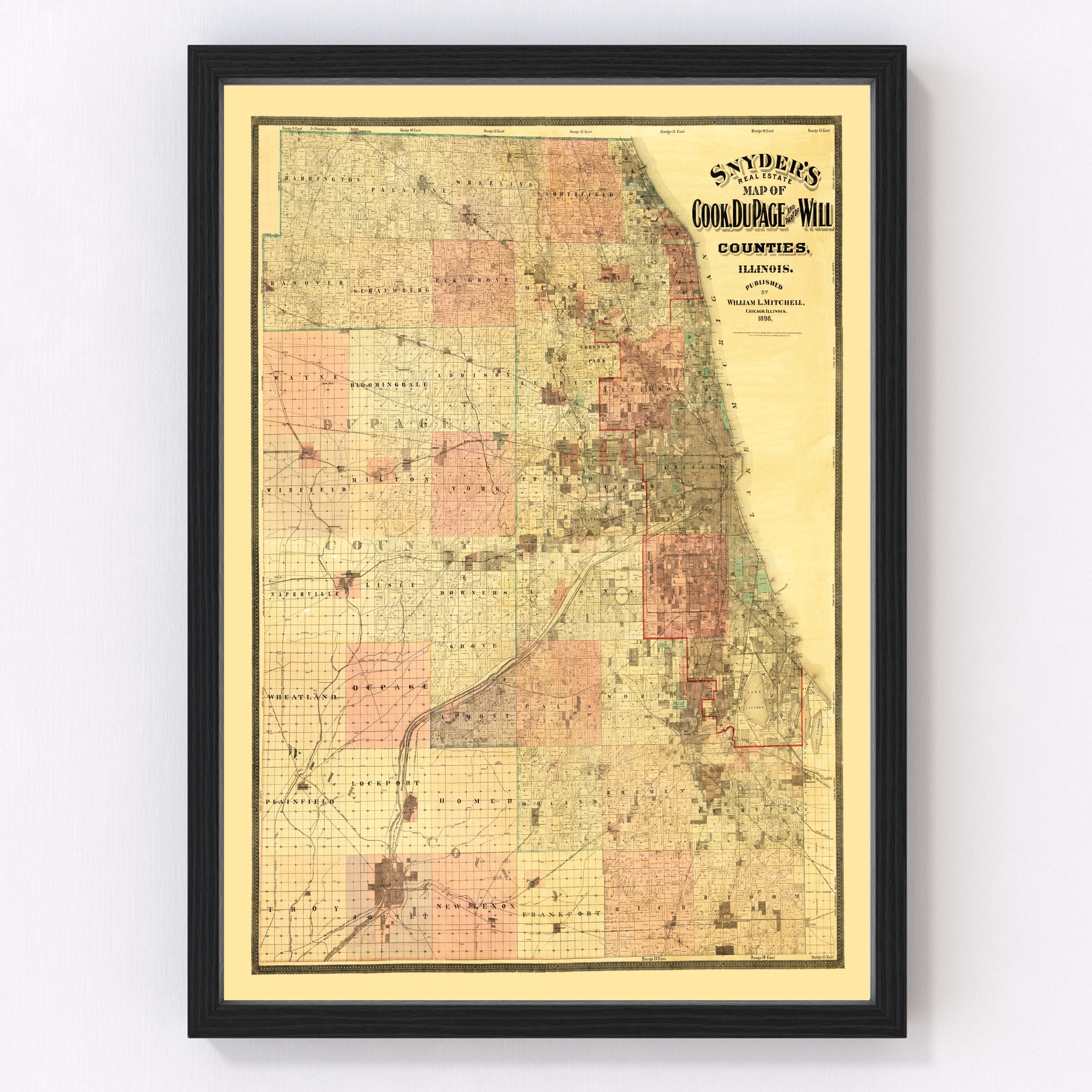 Cook County Illinois Map 1898 Old Map of Cook County - Etsy UK