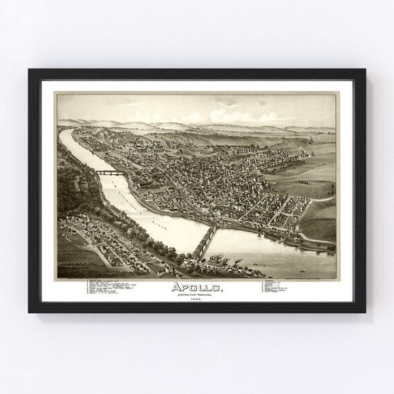 Apollo Map 1896 Old Map of Apollo Pennsylvania Art Vintage - Etsy