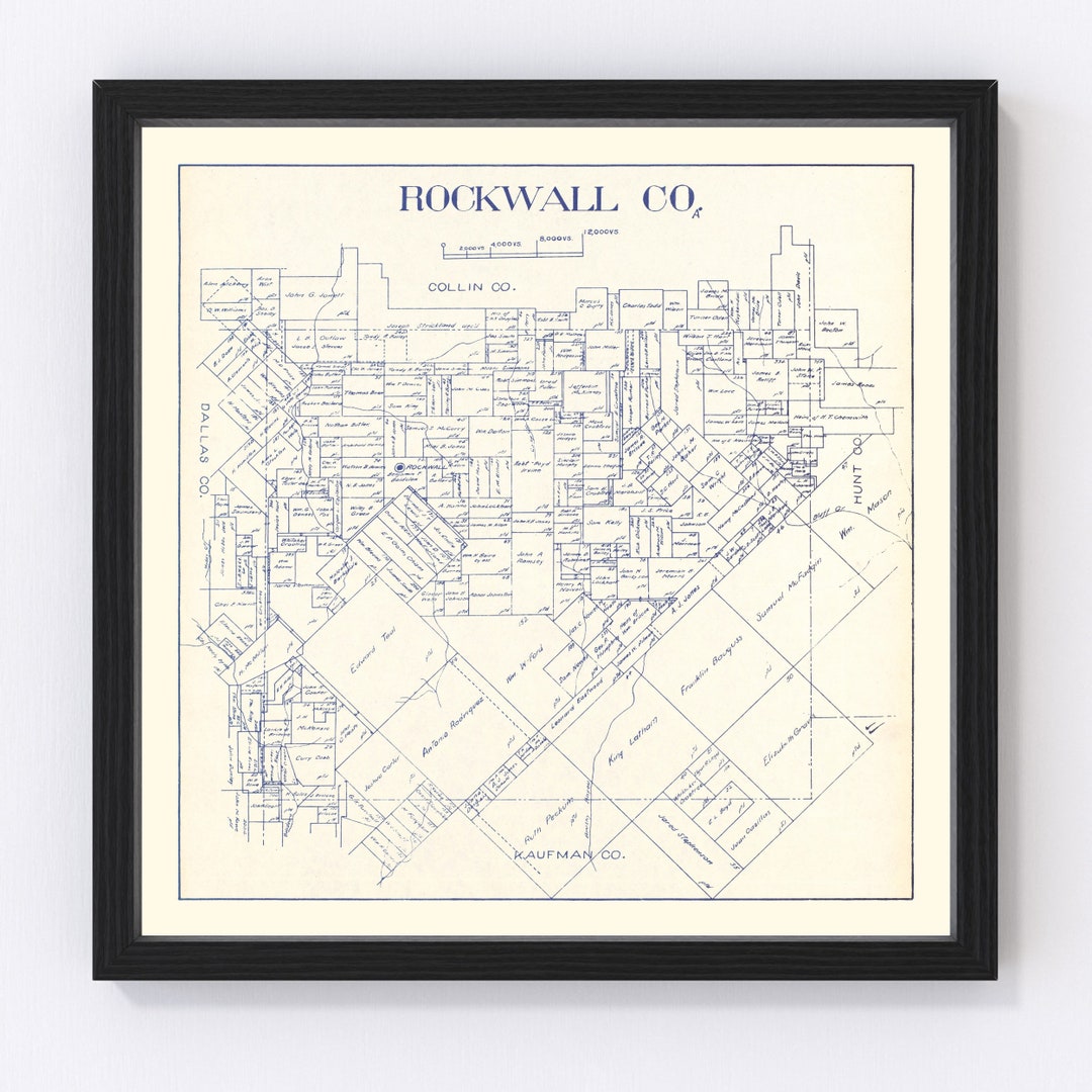 Rockwall County Map 1927, Vintage Rockwall County Map, Old Rockwall ...