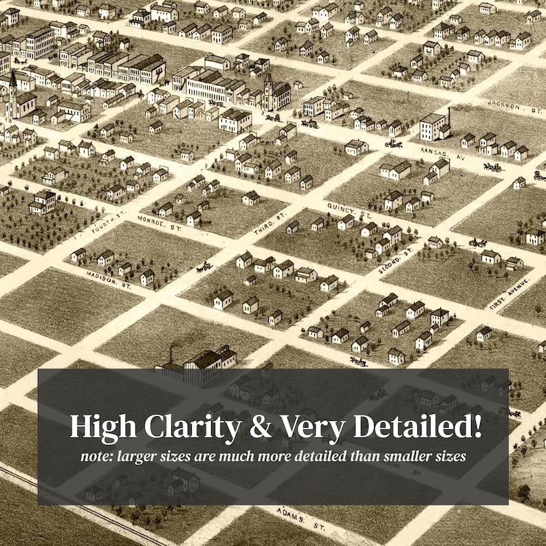 Topeka Map 1869 Old Map of Topeka Kansas Art Vintage Print - Etsy