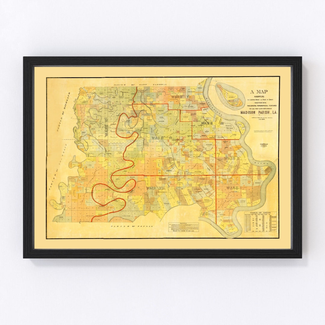 Madison Parish Louisiana Map 1891 Old Map of Madison Parish Louisiana ...