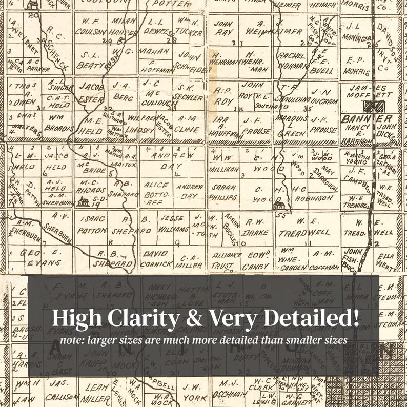 Harper County Map 1893, Vintage Harper County Map, Old Harper County ...